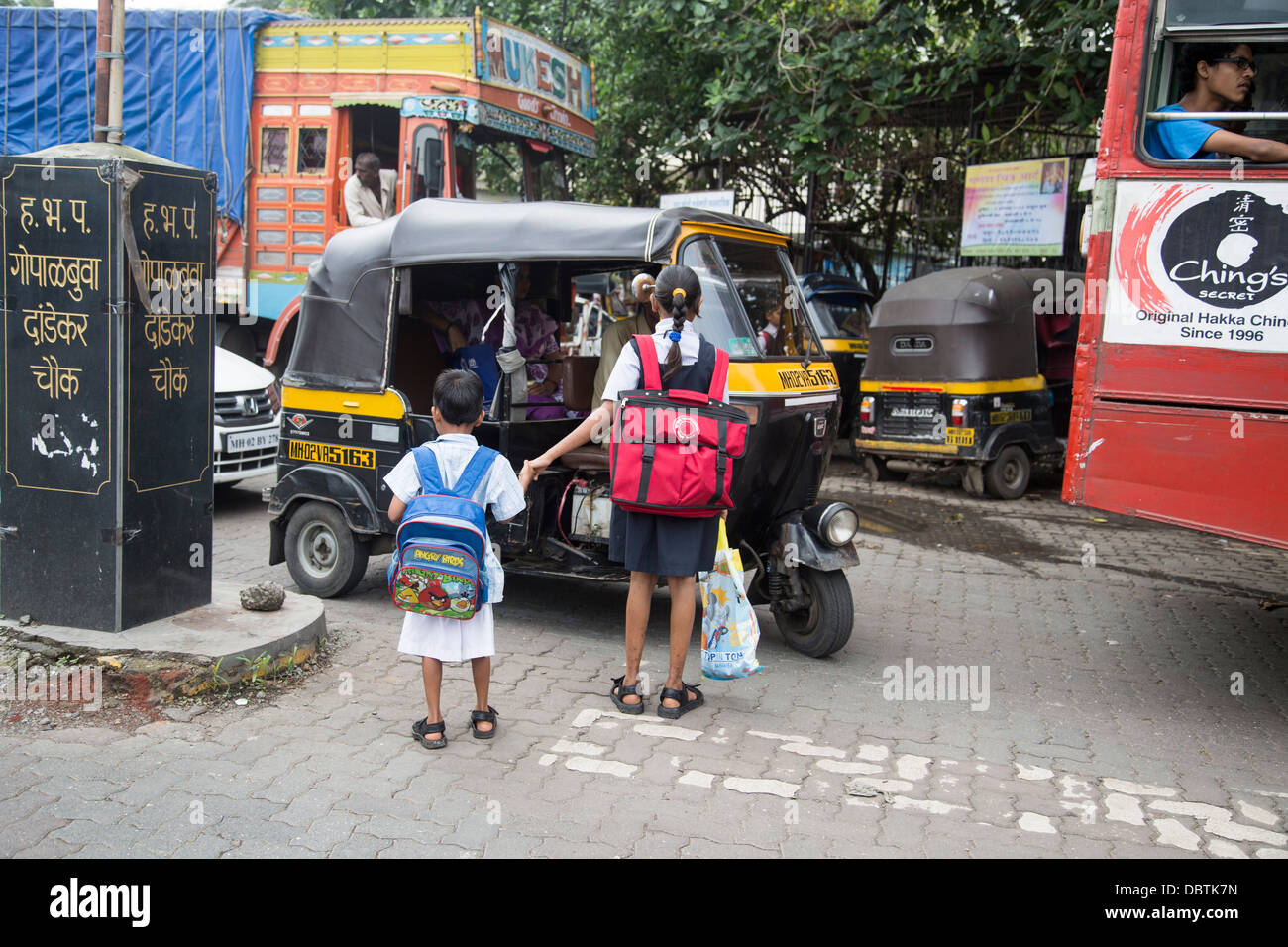 School children on way to school India autorickshaw Stock Photo - Alamy
