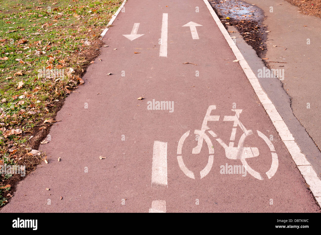 Bicycle sign on the road Stock Photo - Alamy