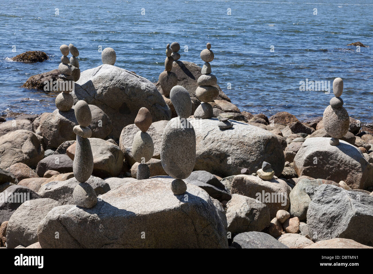 Stacked stones on the shoreline in Stanley Park - West End, Vancouver ...