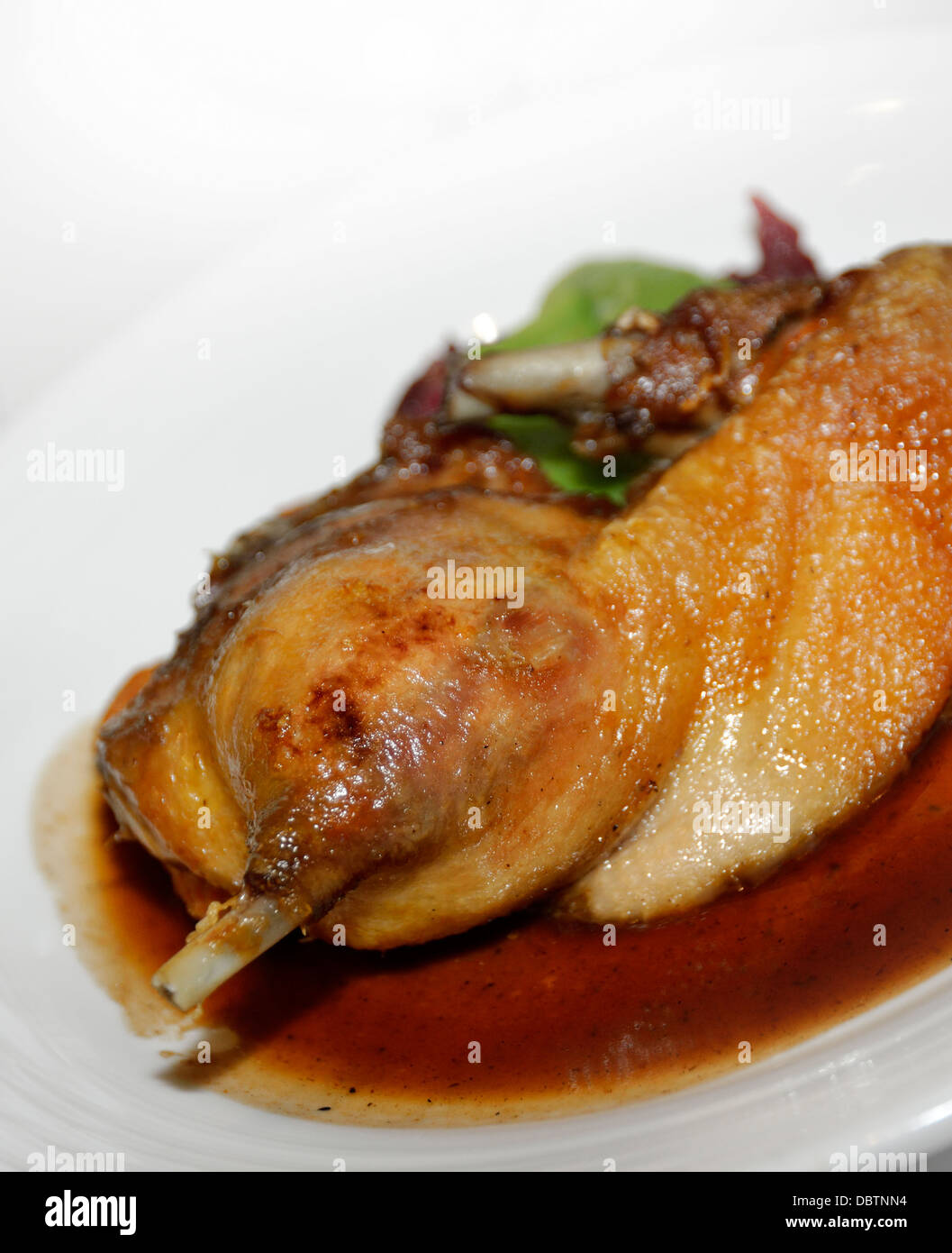 Glazed Duck Plate With Sauce Stock Photo - Alamy