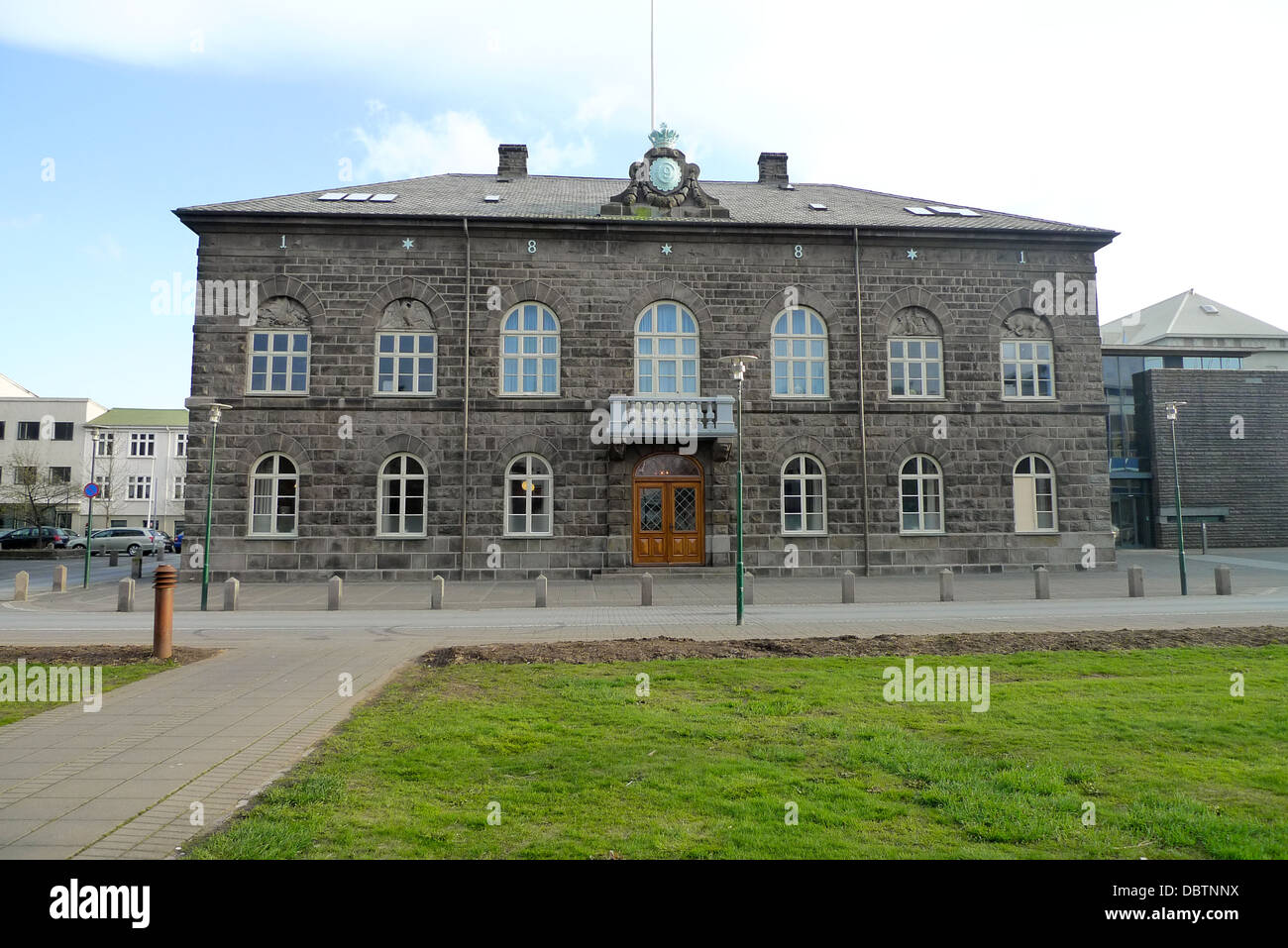 Iceland's main parliament buidling (Althing) in Reykjavik Stock Photo ...