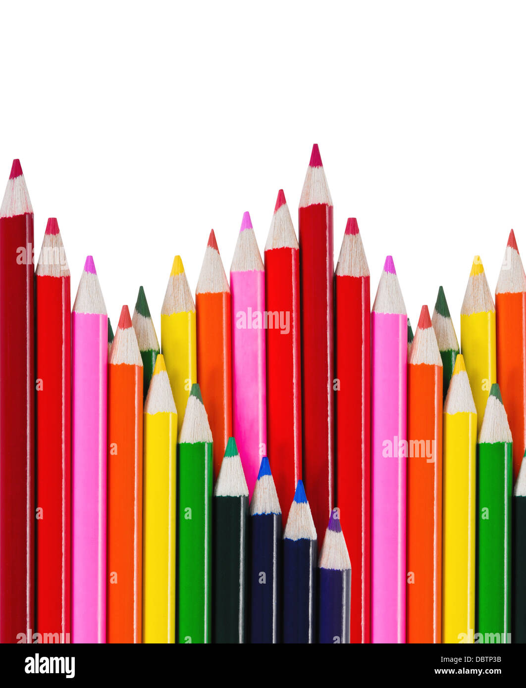 Color pencils in a row isolated over white background Stock Photo - Alamy