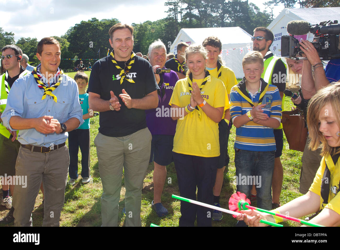 Bear Grylls and David Walliams visit the Kernow Scout Jamboree to endorse and promote the work ...