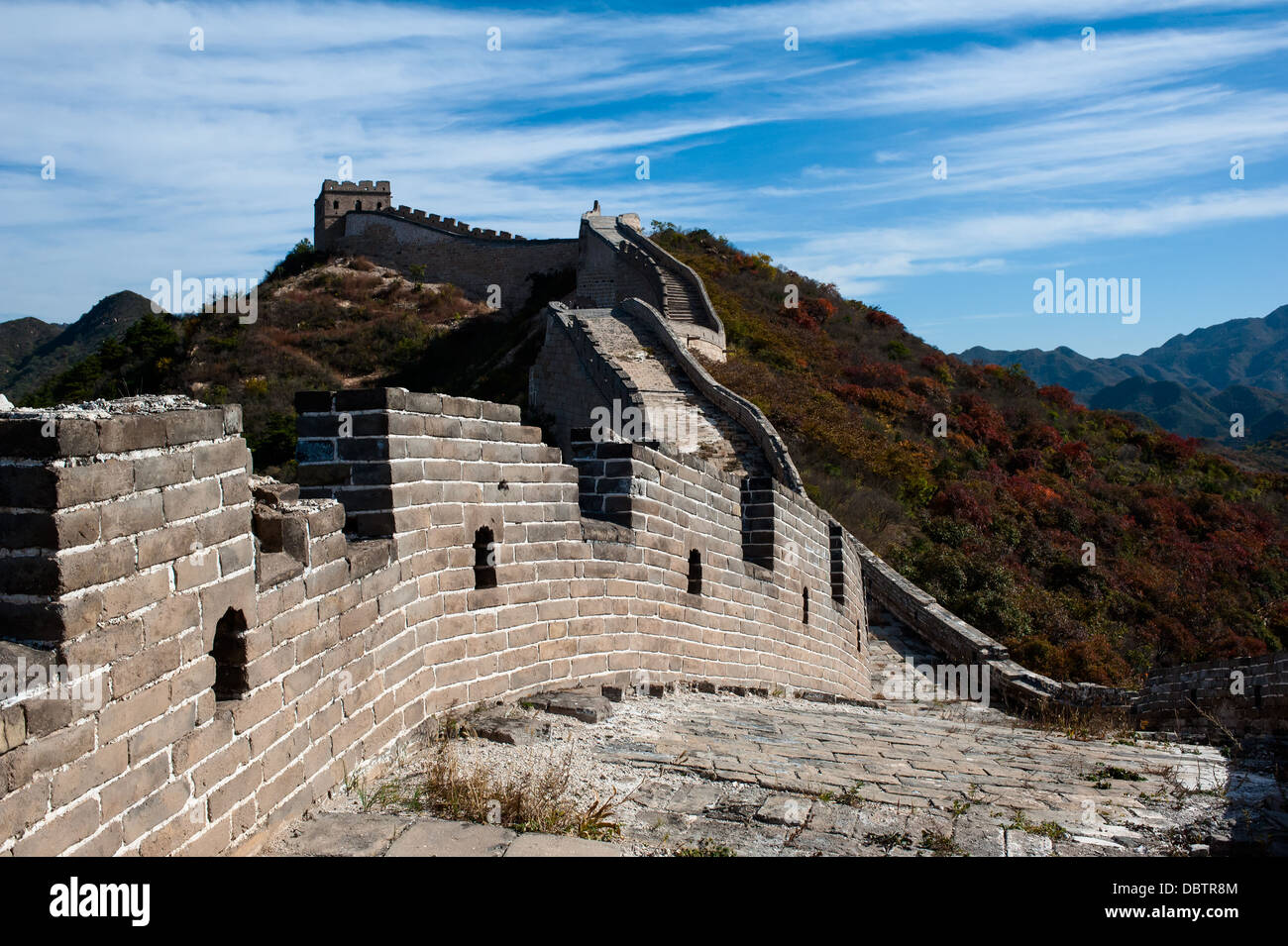 Great Wall and the blue sky in autumn Stock Photo - Alamy