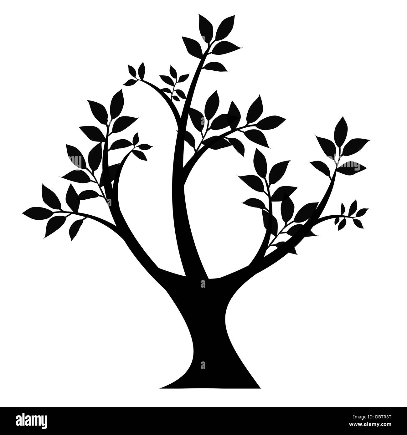 art tree silhouette isolated on white background Stock Photo - Alamy