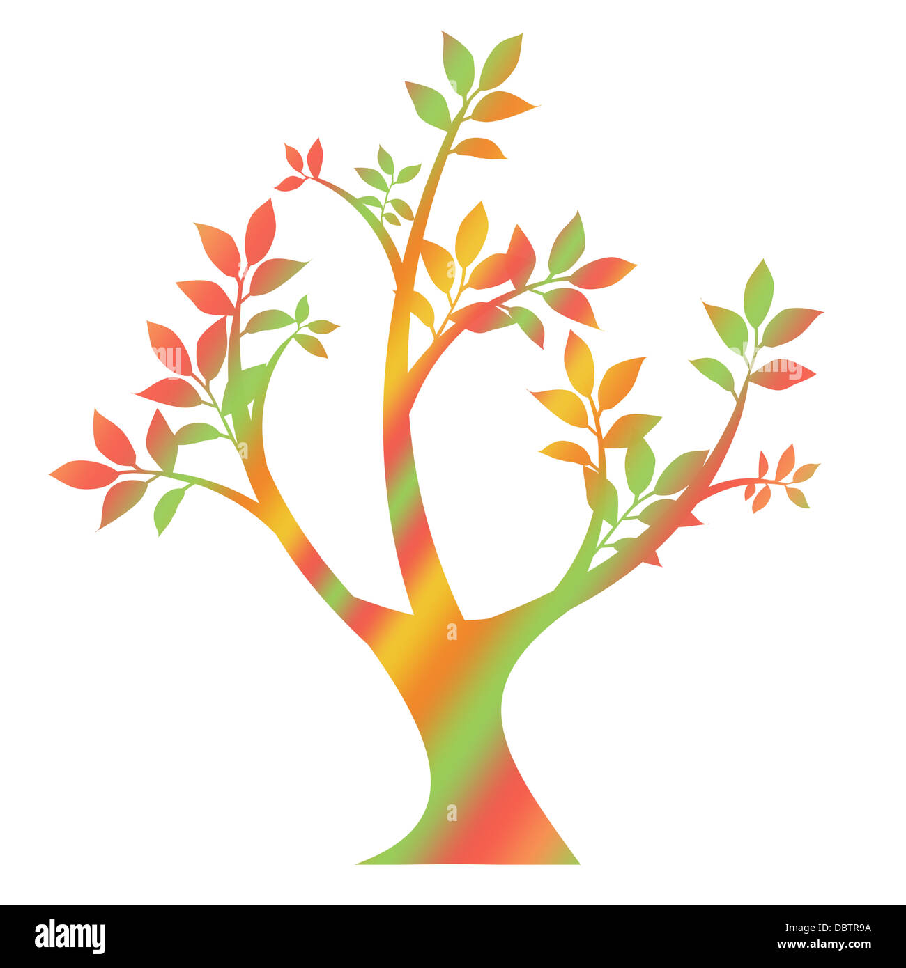 Colorful art tree silhouette isolated on white background Stock Photo ...