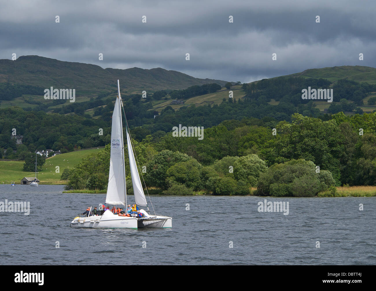 Catamaran on Lake Windermere, Lake District National Park, Cumbria ...