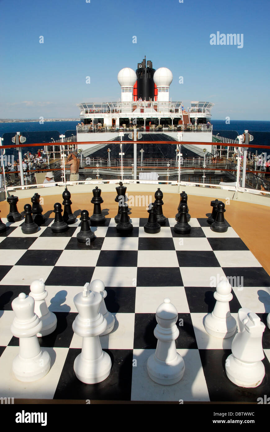 Chess board on the Cunard Line Queen Elizabeth Ship Stock Photo - Alamy