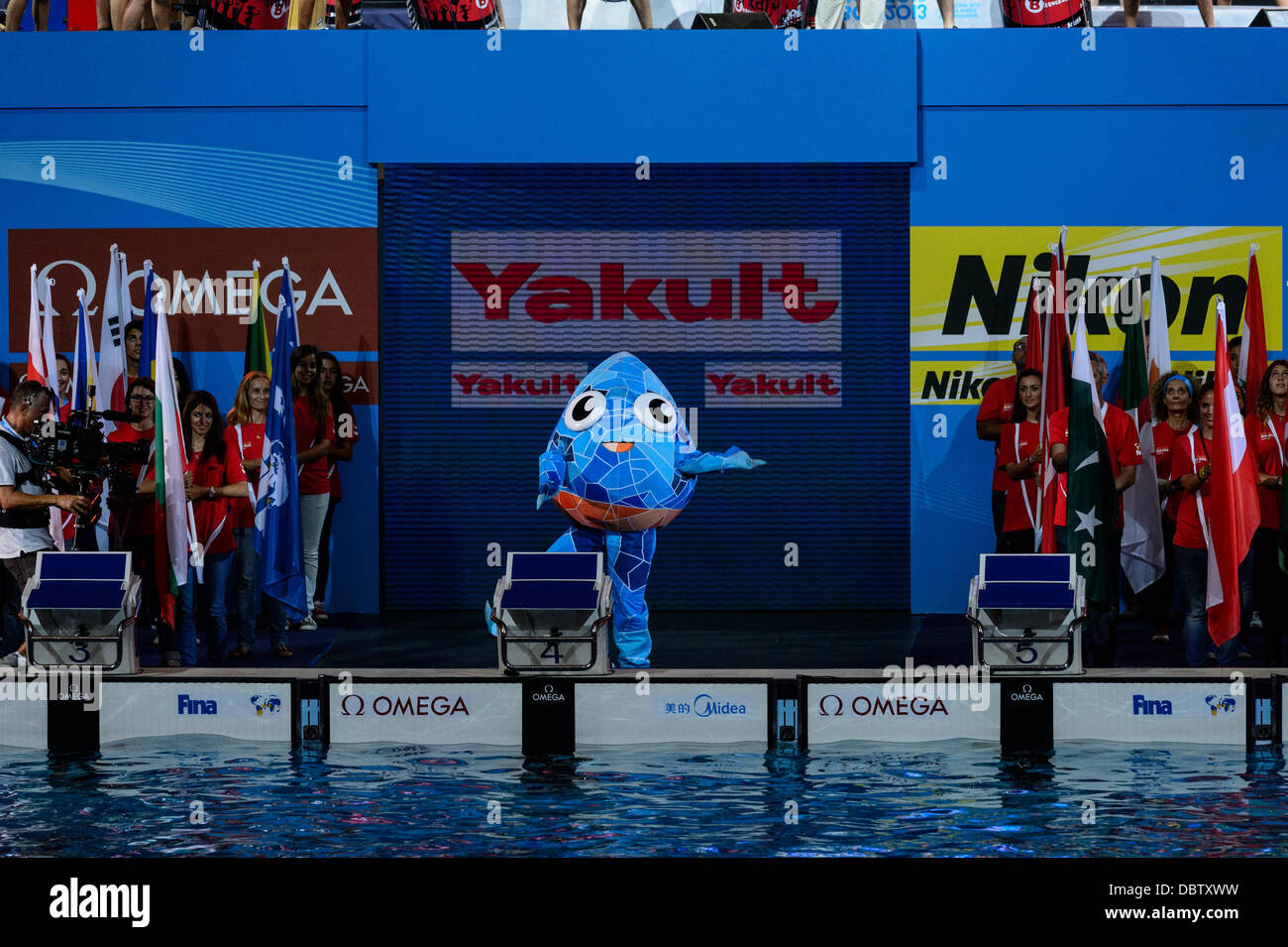 Barcelona, Spain. August 4th, 2013: XOP, the mascot of the 15th FINA ...