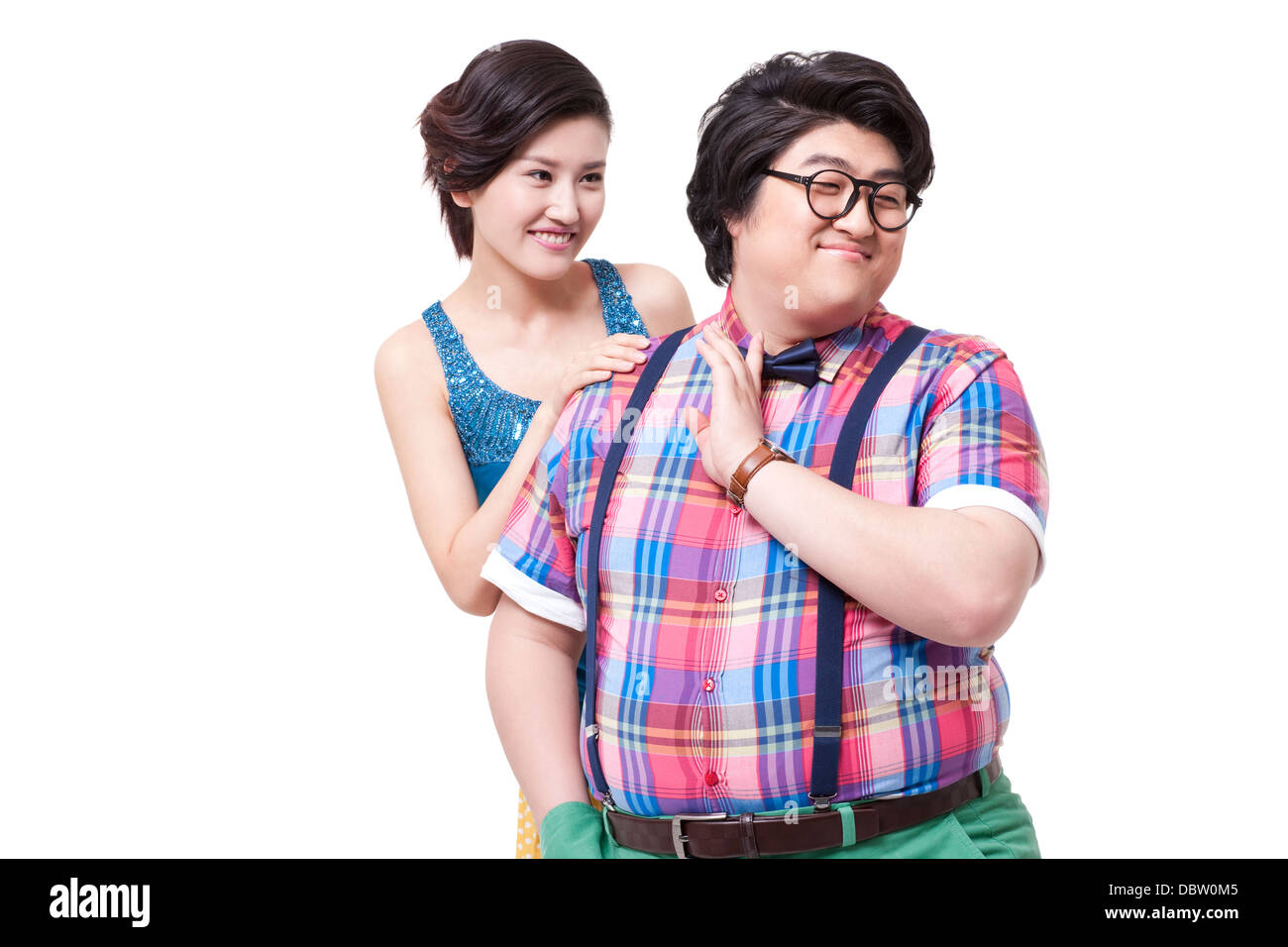 Funny overweight young man with girlfriend Stock Photo - Alamy