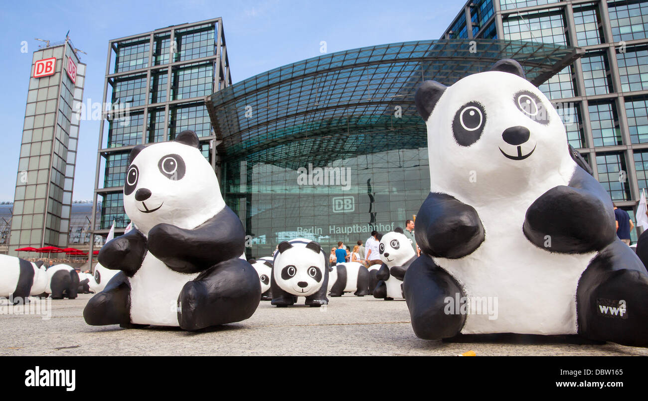 Berlin, Germany. 05th Aug, 2013. Panda figures from papier mache stand ...