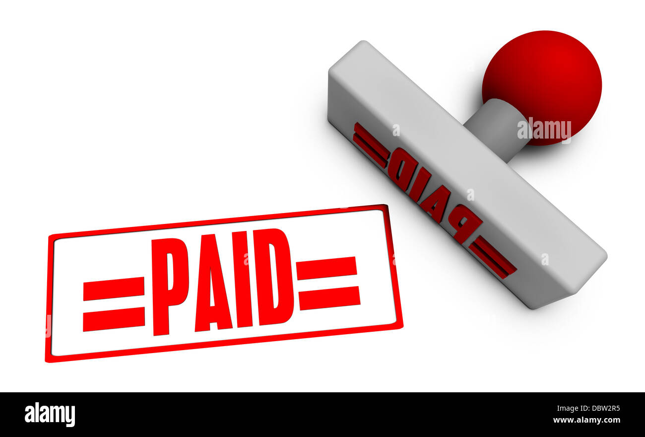 Paid Stamp or Chop on Paper Concept in 3d Stock Photo - Alamy