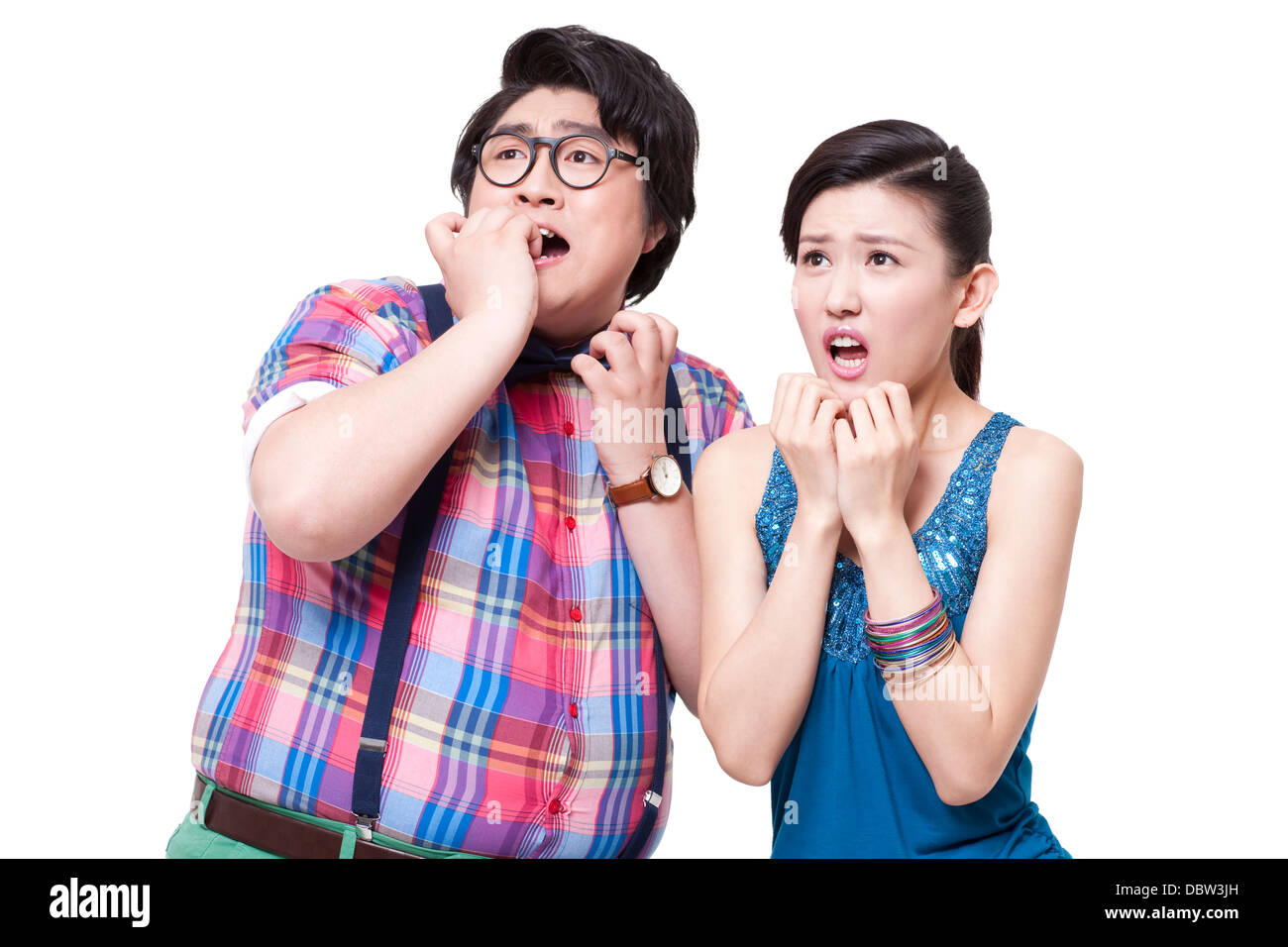 Frightened fat man and girlfriend Stock Photo - Alamy