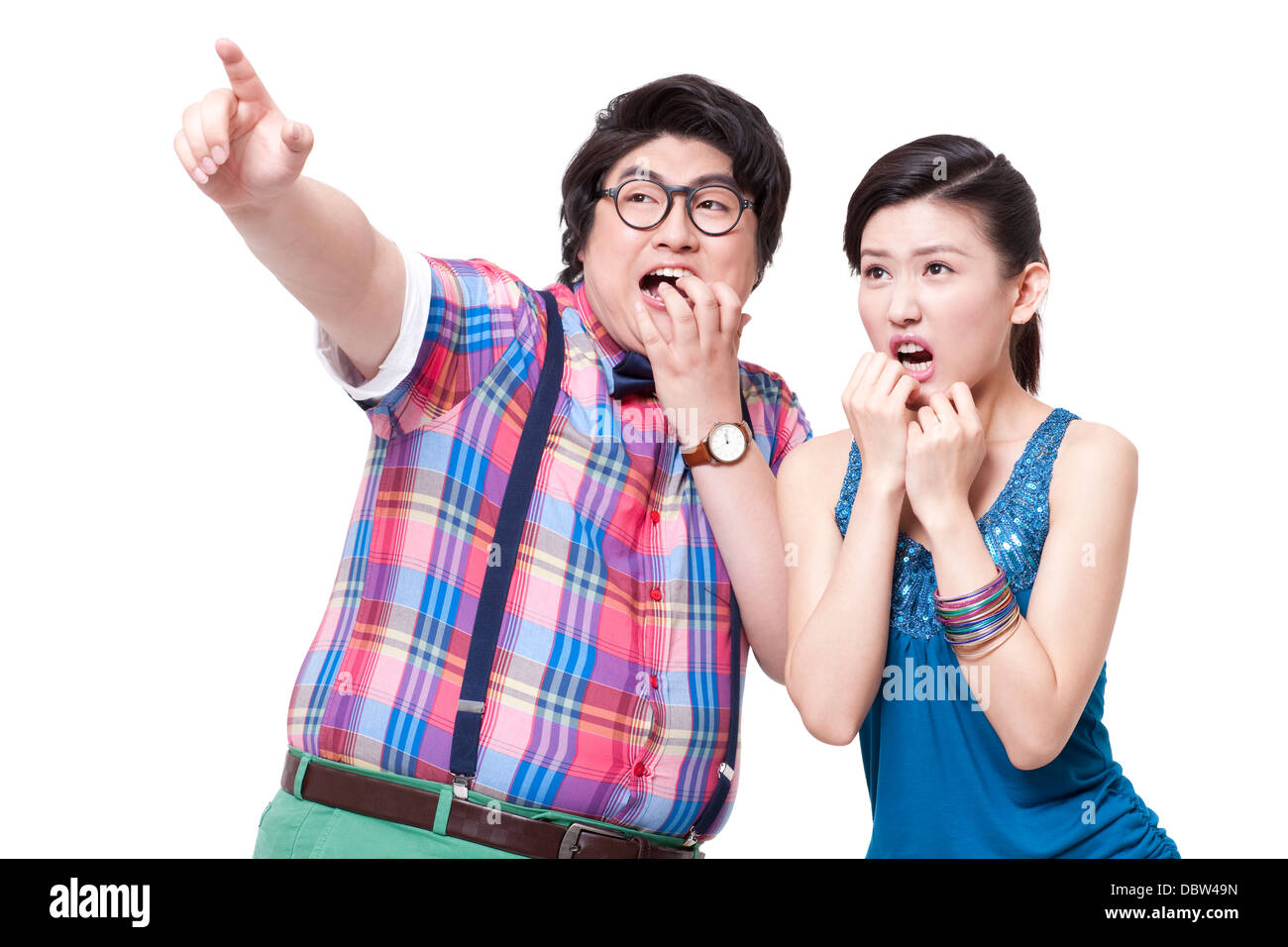 Frightened fat man and girlfriend Stock Photo - Alamy