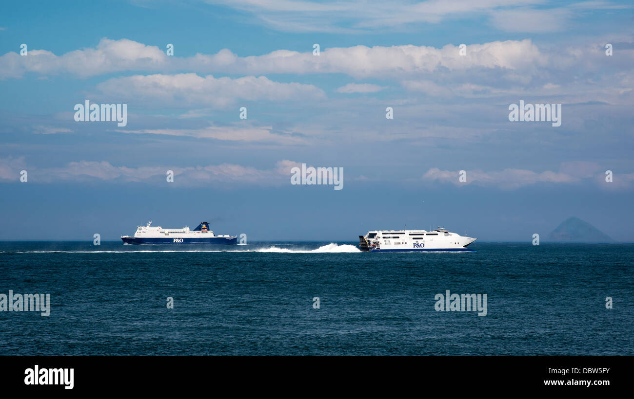 Two Ferries Passing Each Other, On The North Channel, With The Ailsa ...