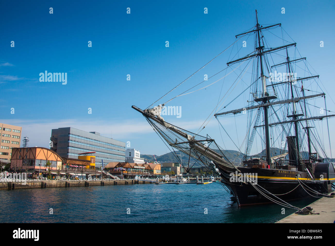 Old sailing ship, harbour of Nagasaki, Kyushu, Japan, Asia Stock Photo ...
