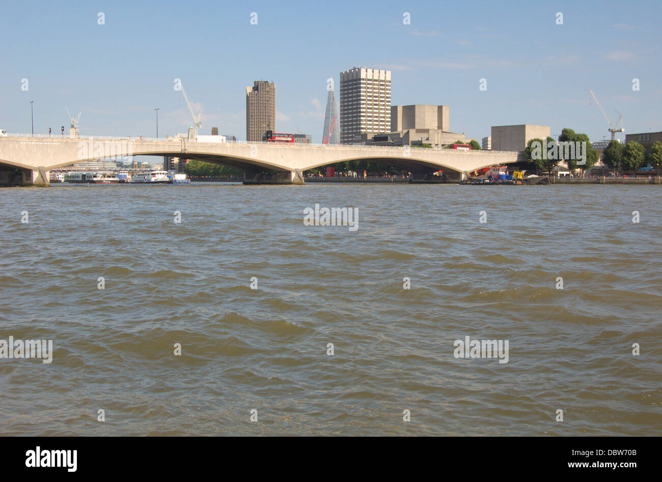 Waterloo Bridge and Thames Skyline from Victoria Embankment in London ...