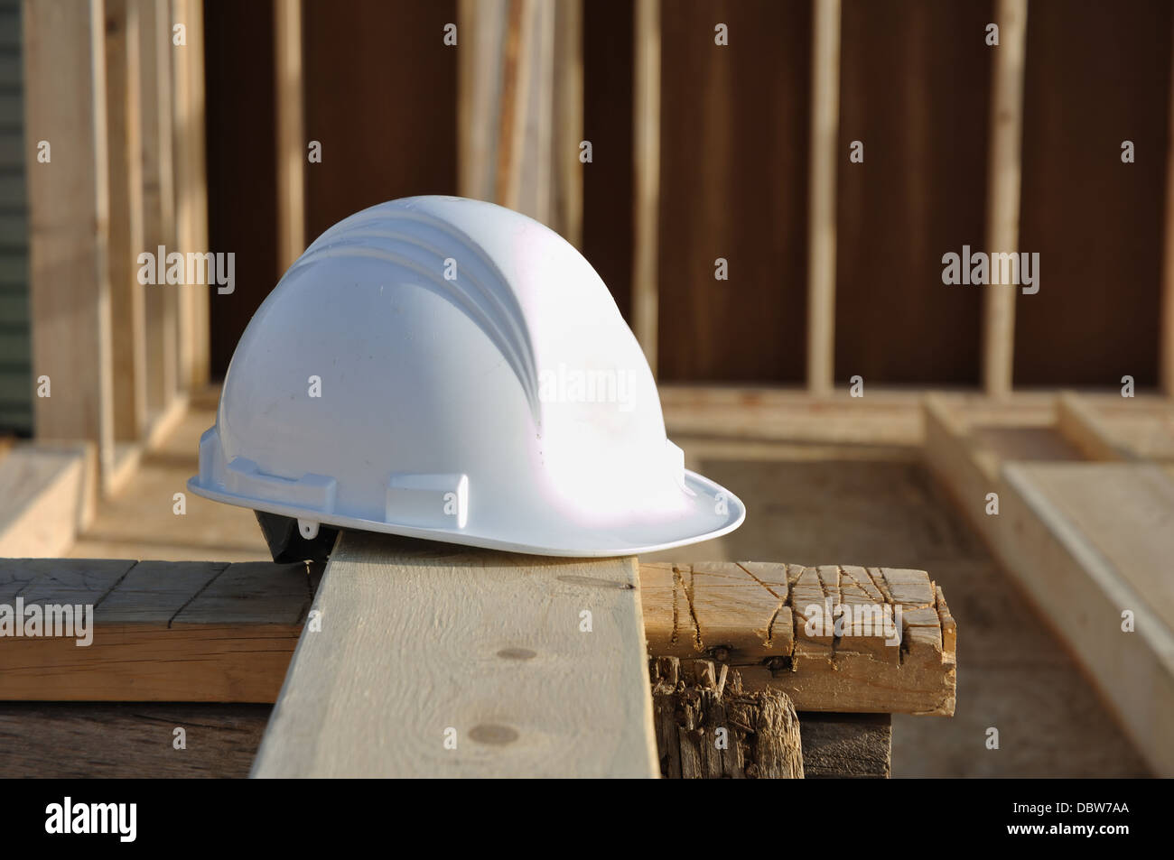 Hard hat safety helmet on a construction site, building site Stock ...