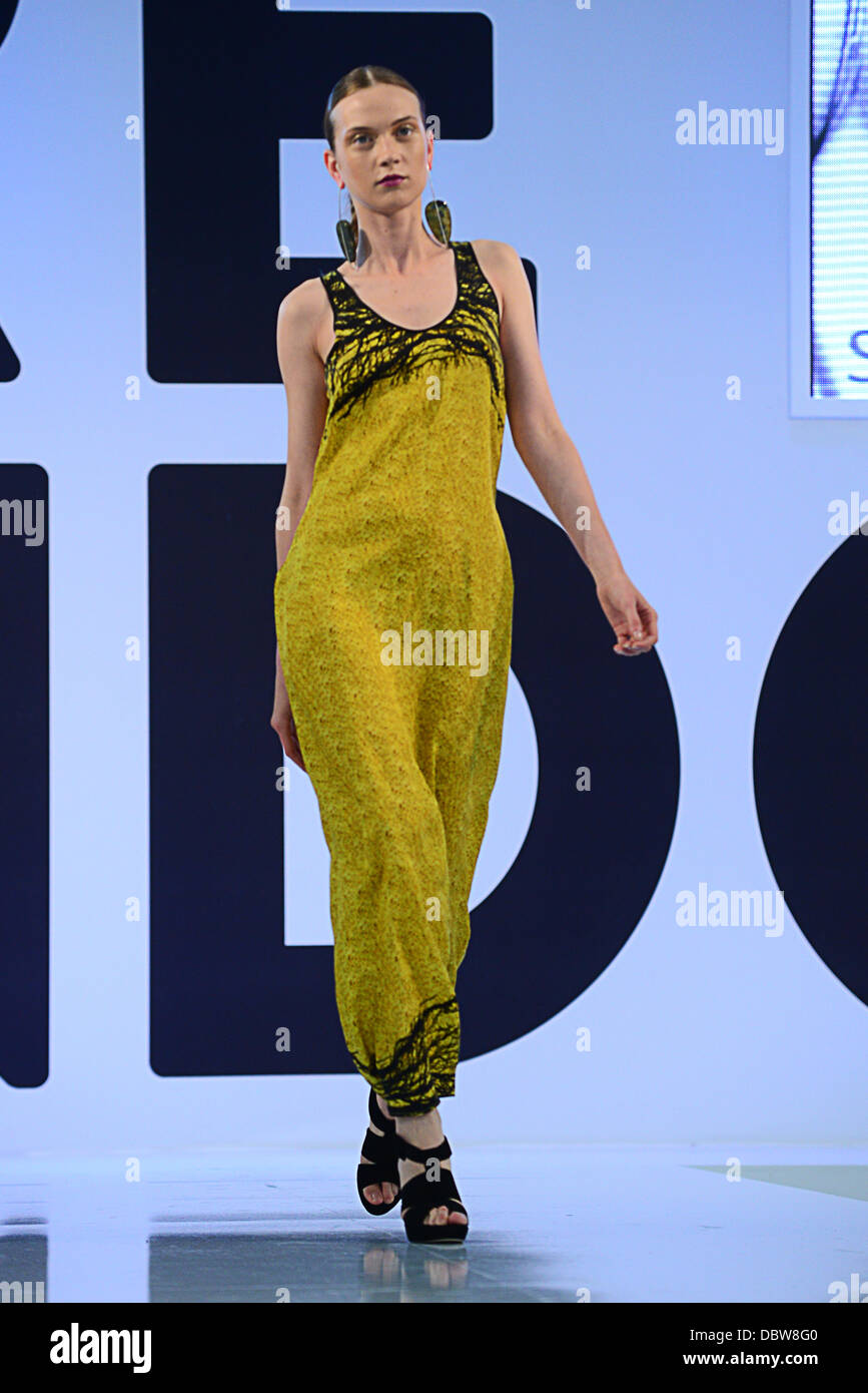 London, UK. 4th Aug, 2013. Models wearing the latest designs of the ...