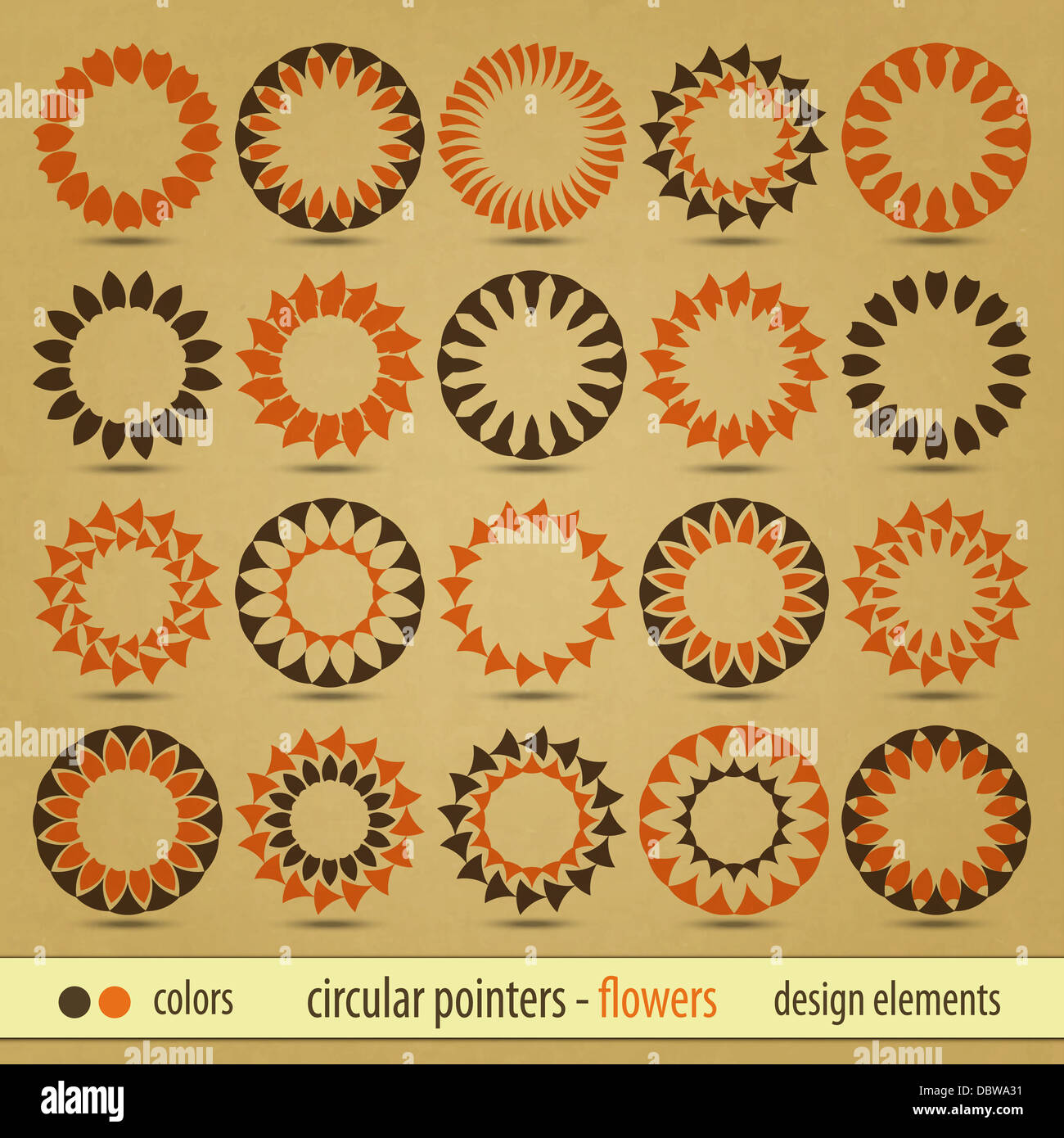 new set of circular pointers flowers and sun inspired icons can use ...