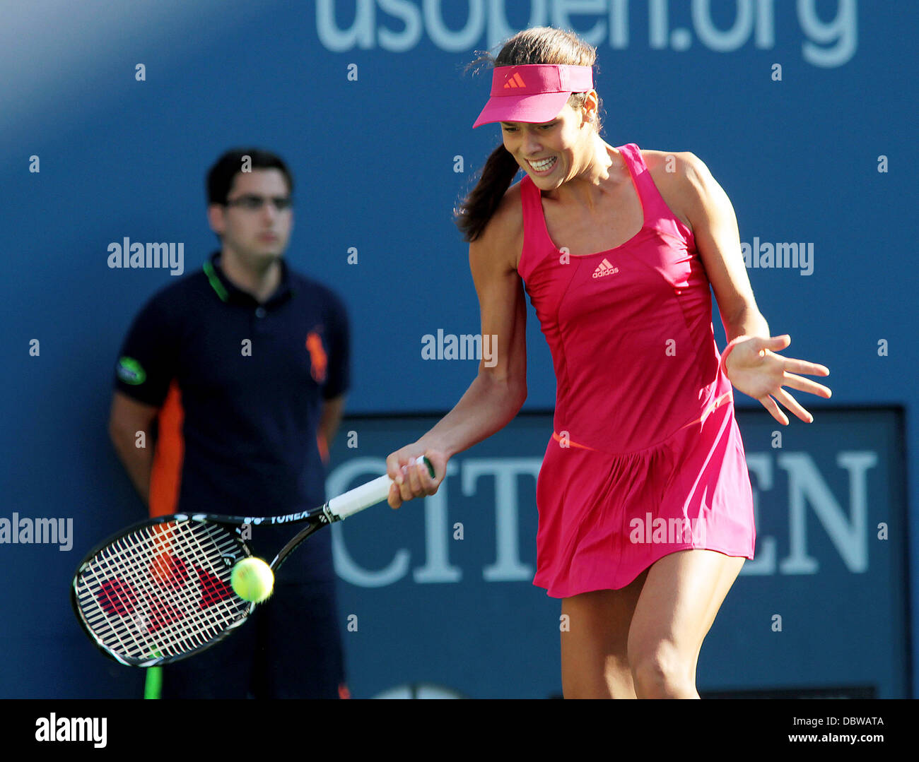 Anna Ivanovic, of SEB returns a fore hand during her match against ...