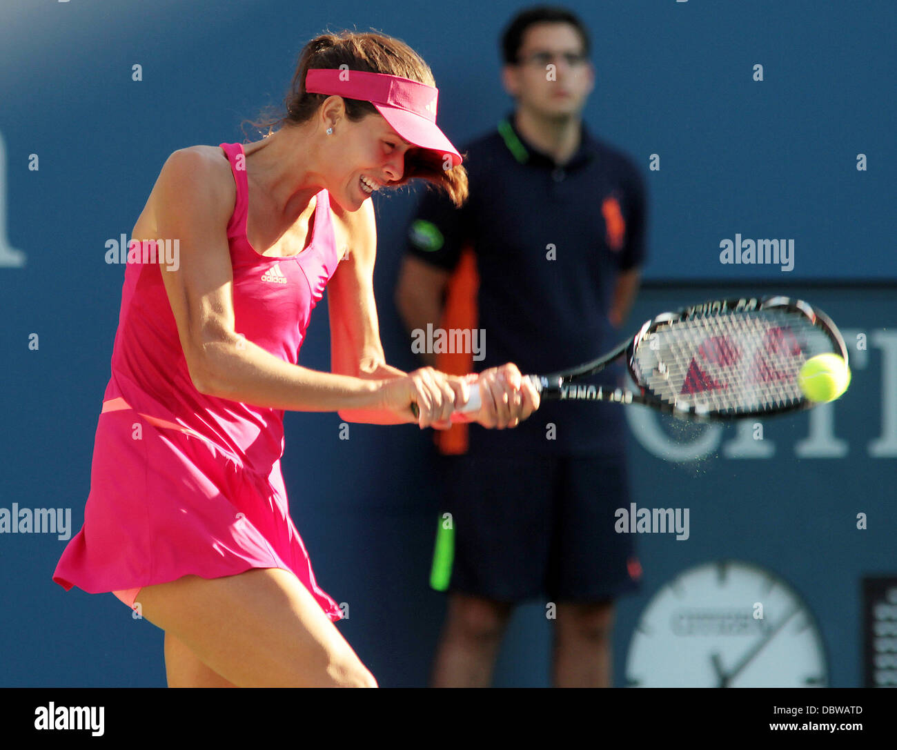 Anna Ivanovic, of SEB returns a back hand during her match against ...