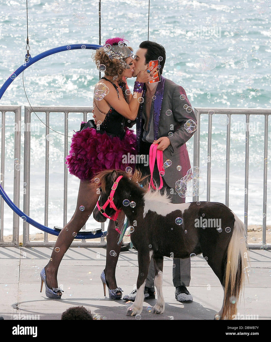 AnnaLynne McCord and Josh Zuckerman filming a magic show scene on the ...
