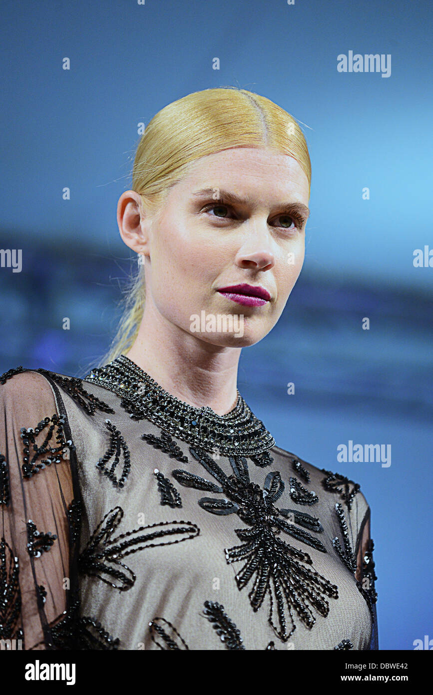 London, UK. 4th Aug, 2013. Models wearing the latest designs of the ...