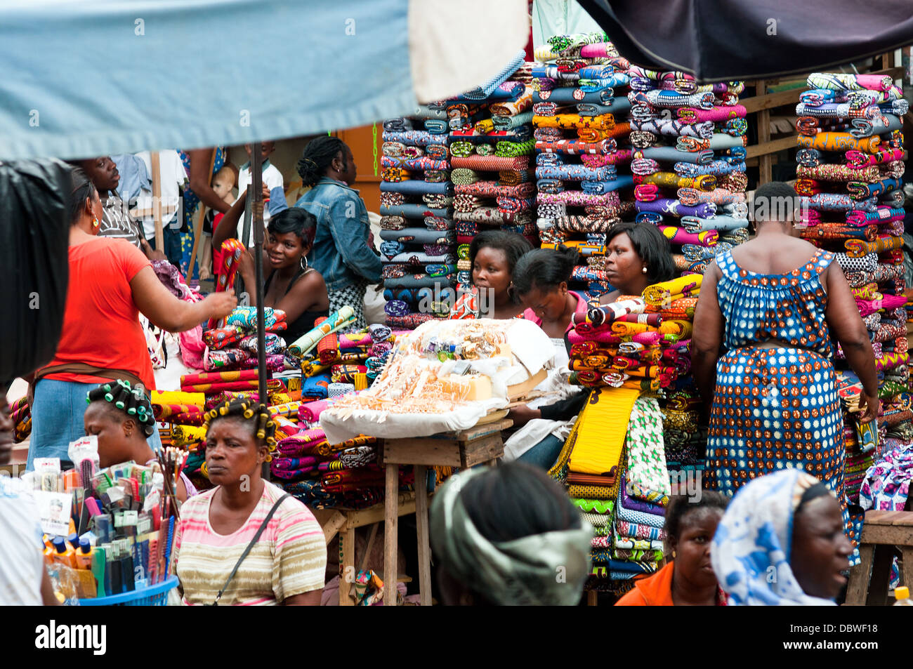 textile stall, central market, Lome, Togo Stock Photo - Alamy