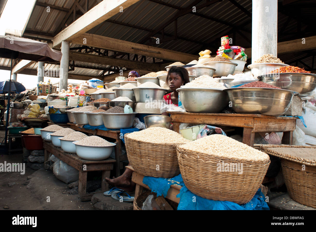 market grain stall, central market, Lome, Togo Stock Photo - Alamy