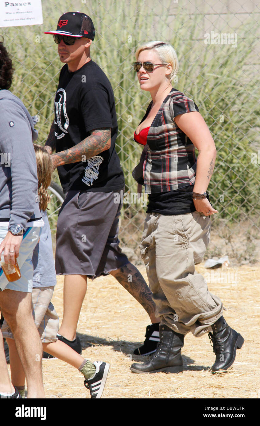 Pink, real name Alecia Moore enjoying a family day out at the Chilli ...