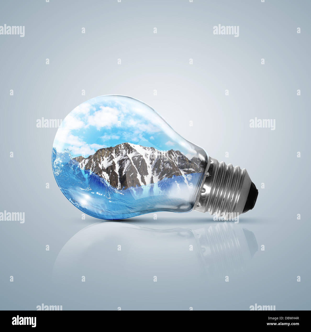 Lamp bulb with clean nature symbol inside Stock Photo - Alamy