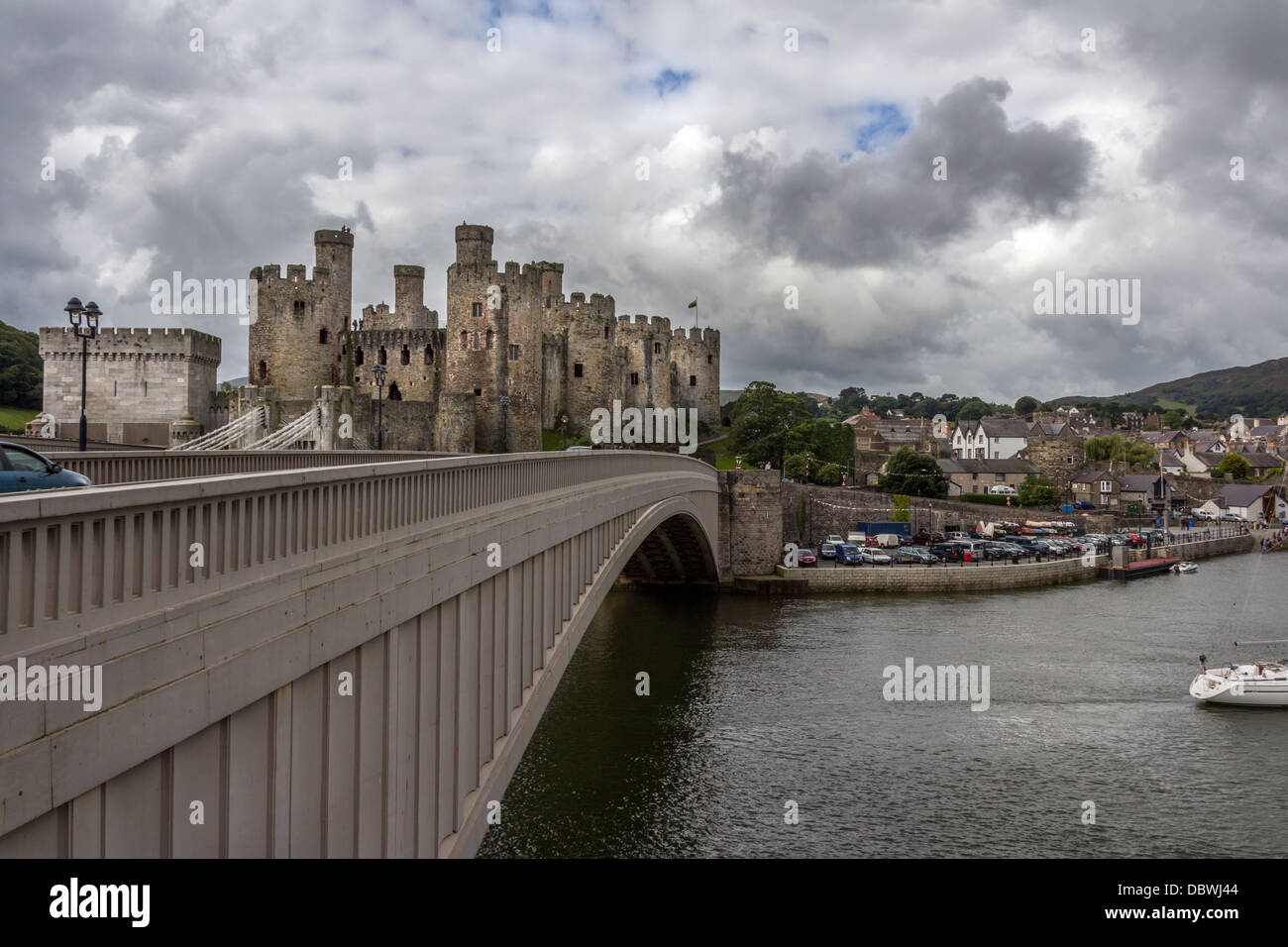 Conwy Castle with bridge over the river Conwy Stock Photo - Alamy