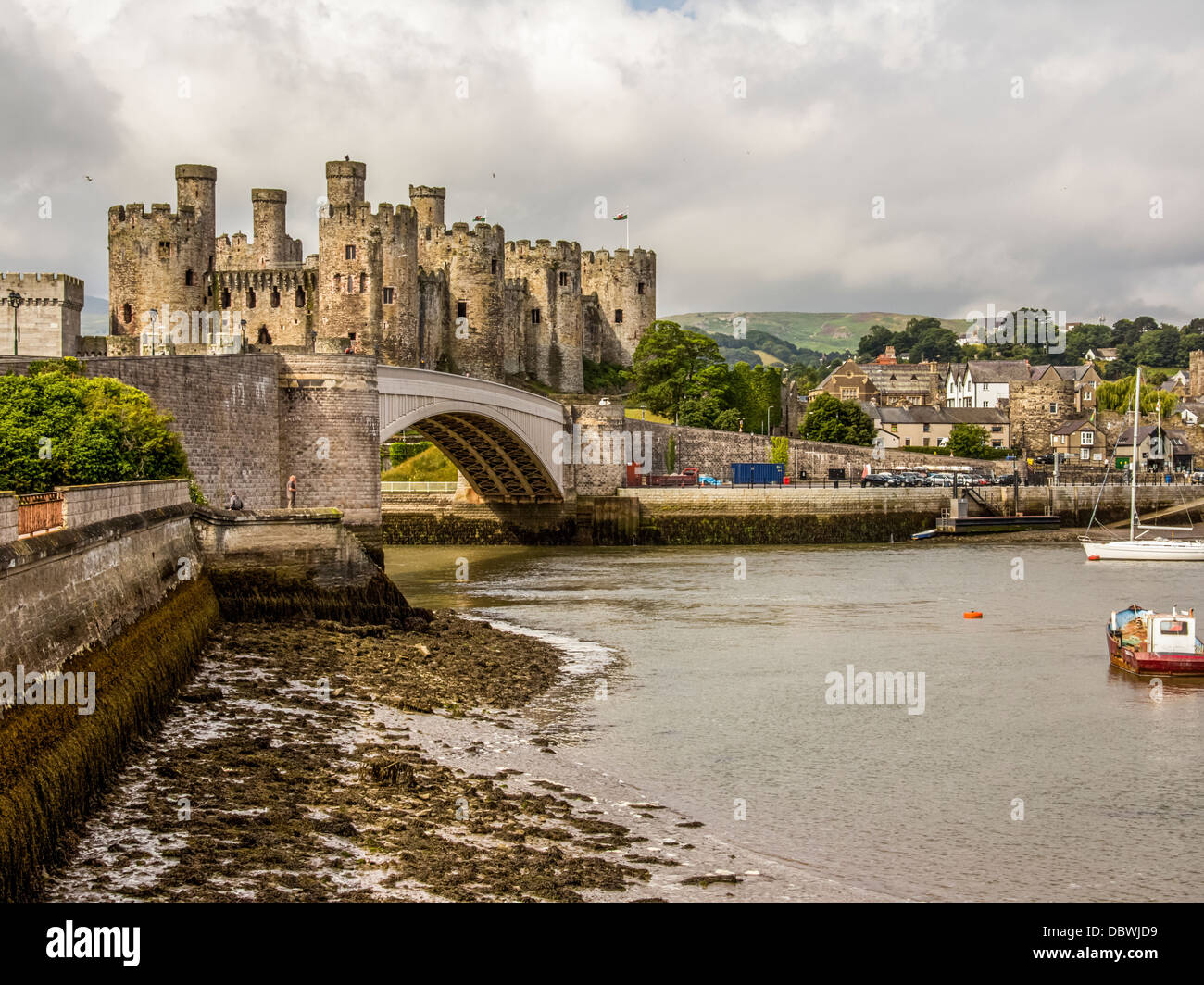 Conwy Castle with bridge over the river Conwy Stock Photo - Alamy