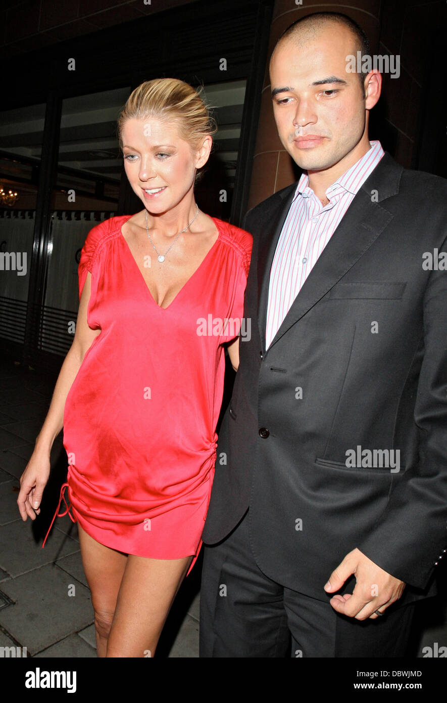 Tara Reid leaving C Restaurant London in a shiny red dress London ...