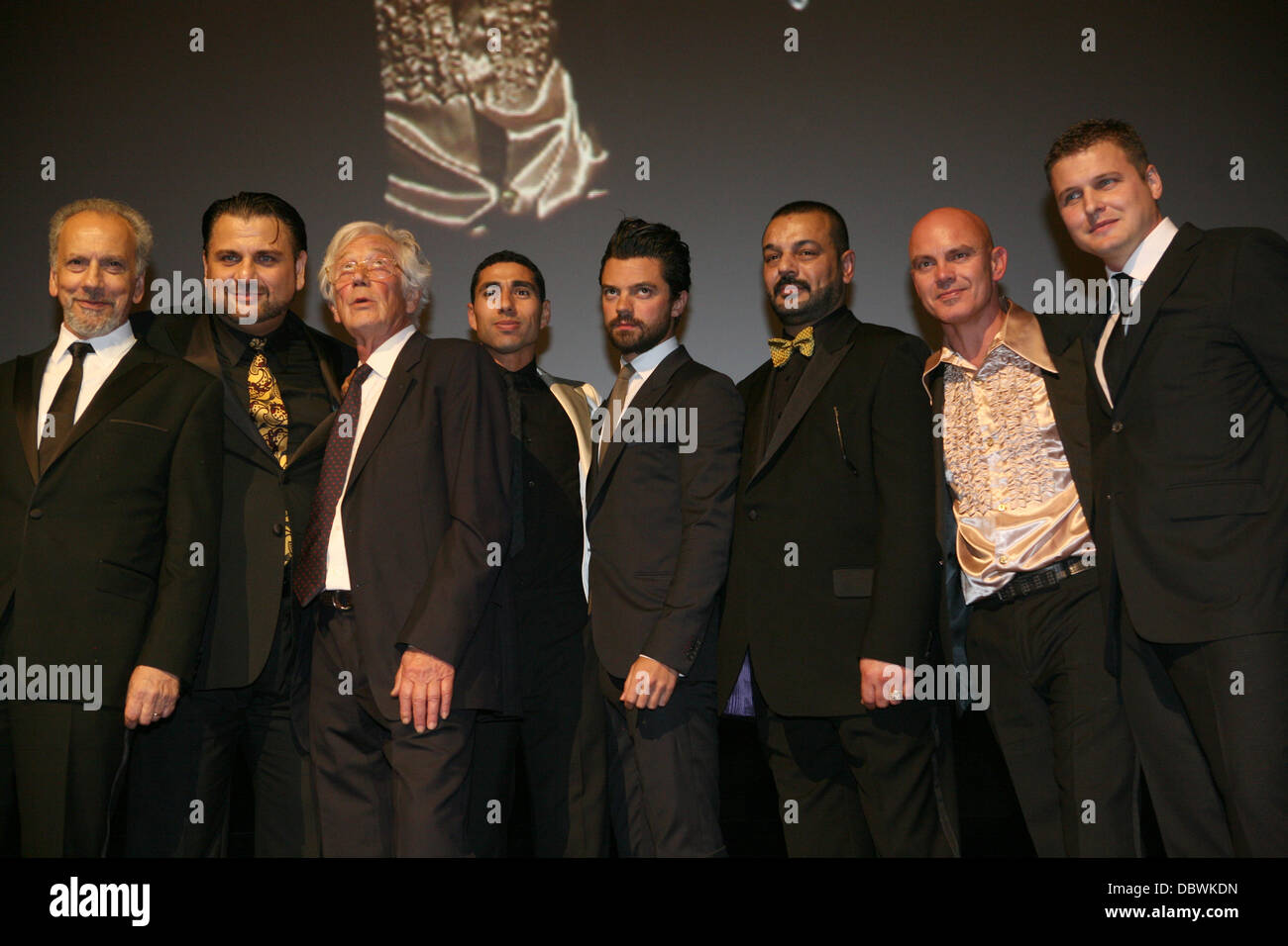 Dominic Cooper, Michael Thomas, Mimoun Oaissa and Mem Ferda with the ...