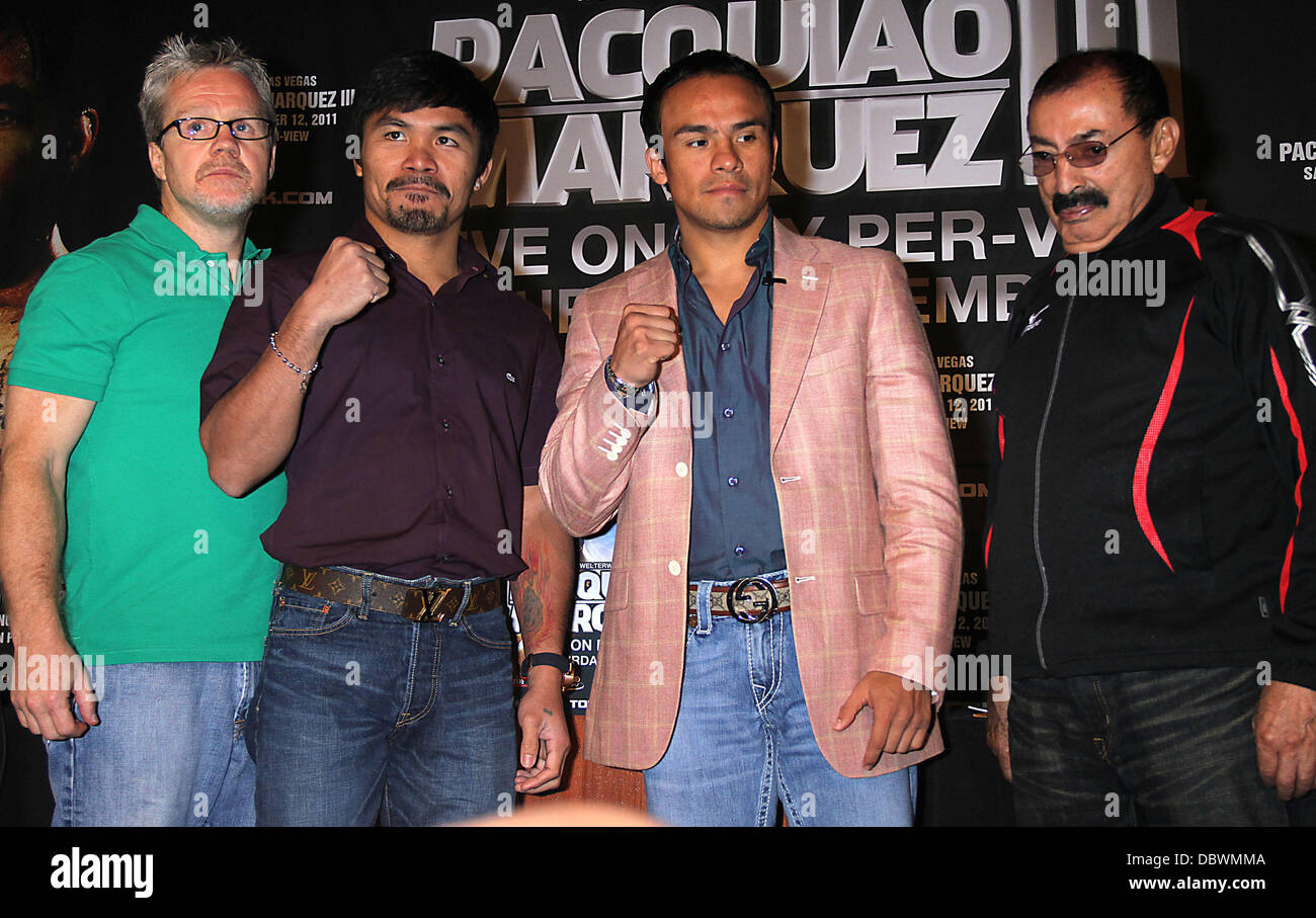 Trainer Freddie Roac, Manny Pacquiao, Juan Manuel Marquez and Ignacio ...