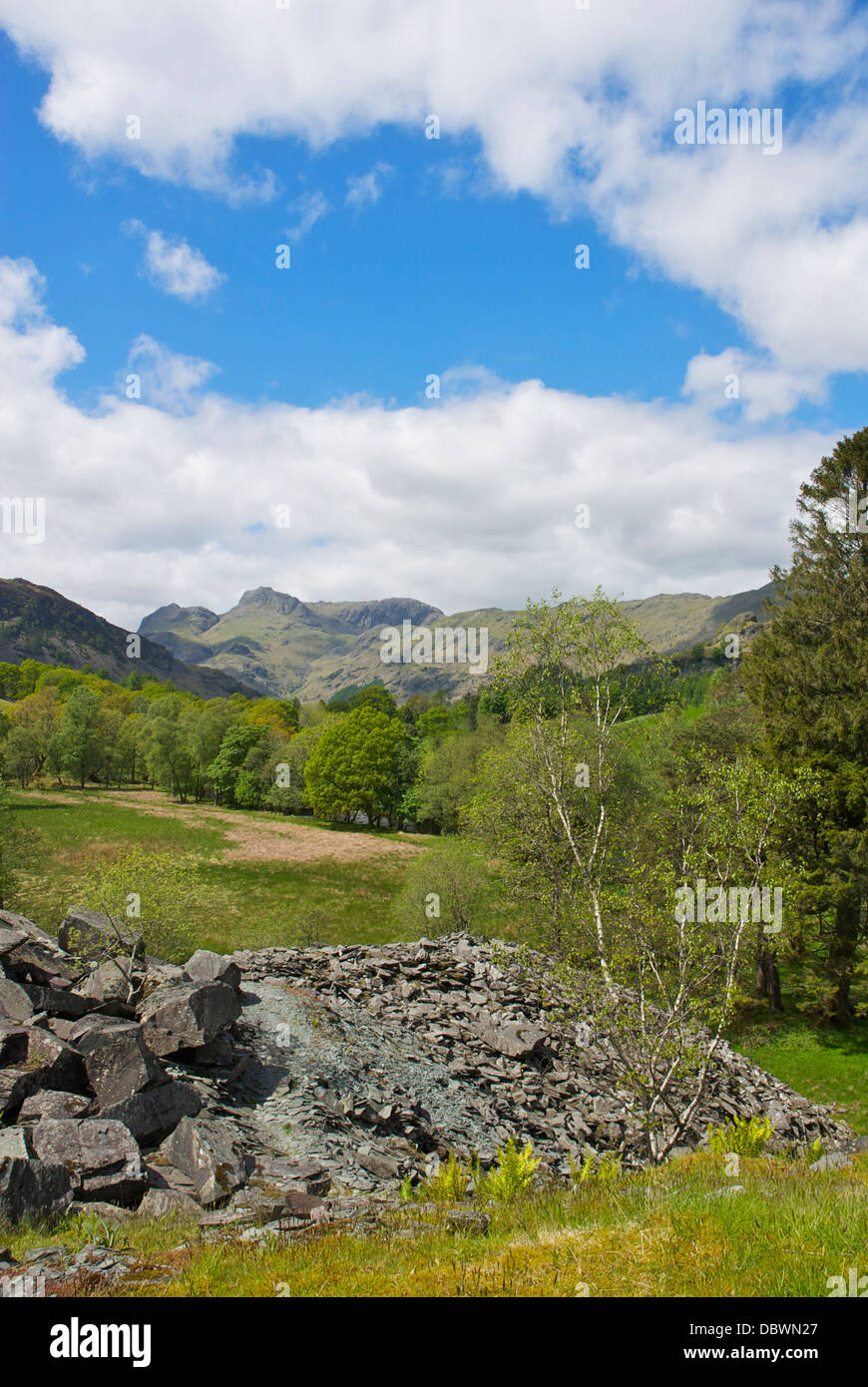 Abandoned slate quarry near Elterwater, Langdale, Lake District ...
