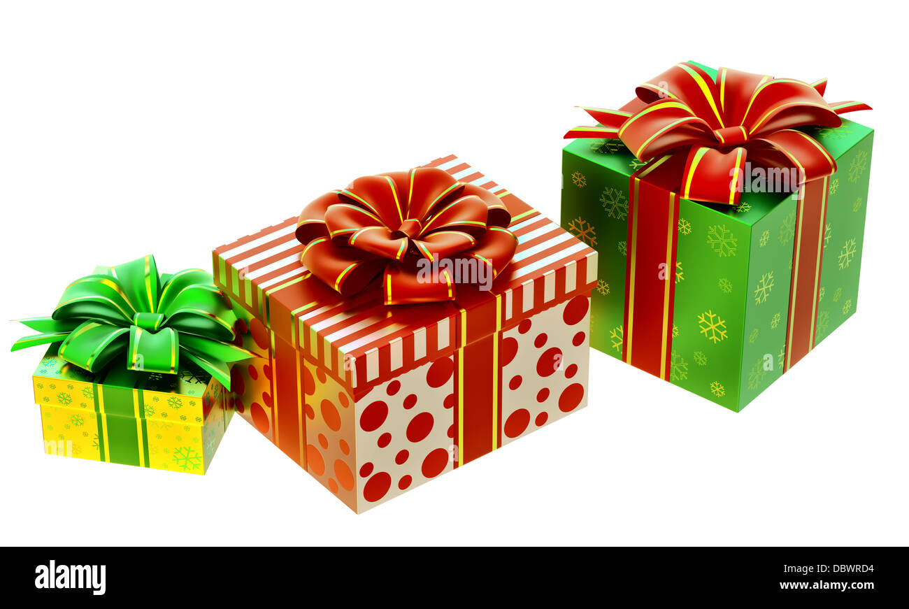 set of gifts with bows Stock Photo - Alamy
