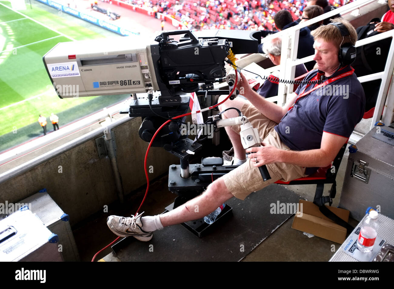 Cameraman at work during a live soccer game Stock Photo - Alamy