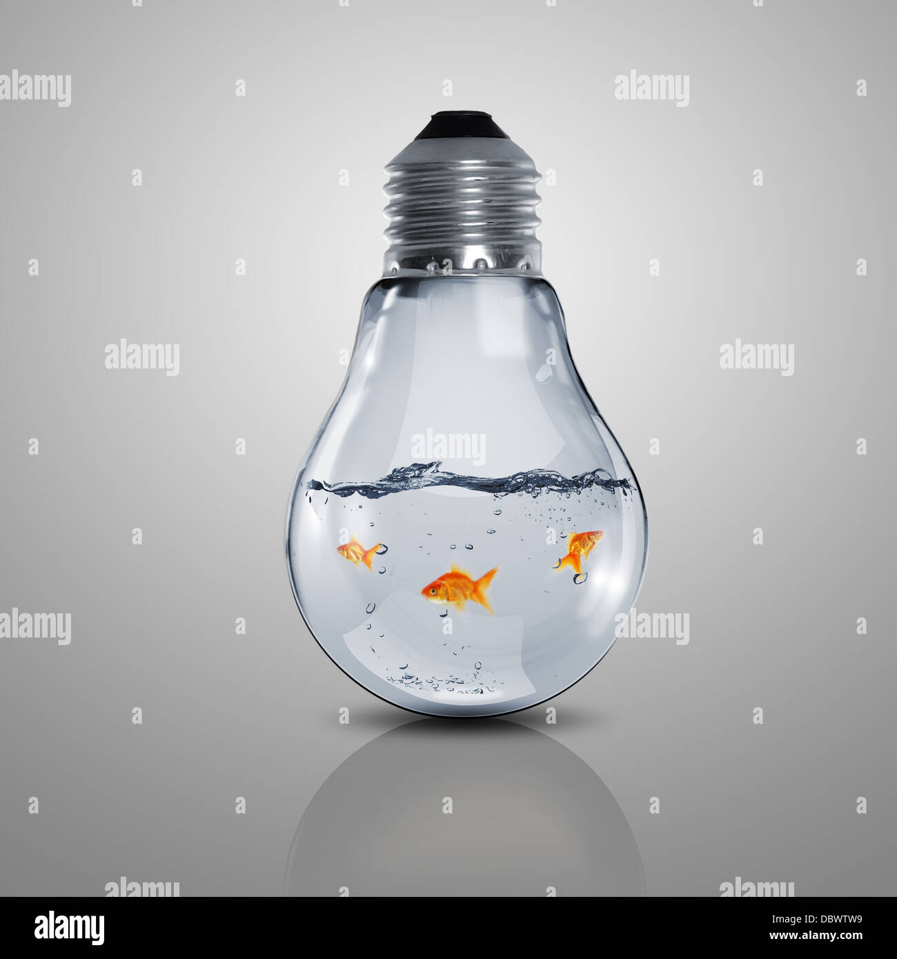 Gold fish inside an electric bulb Stock Photo - Alamy