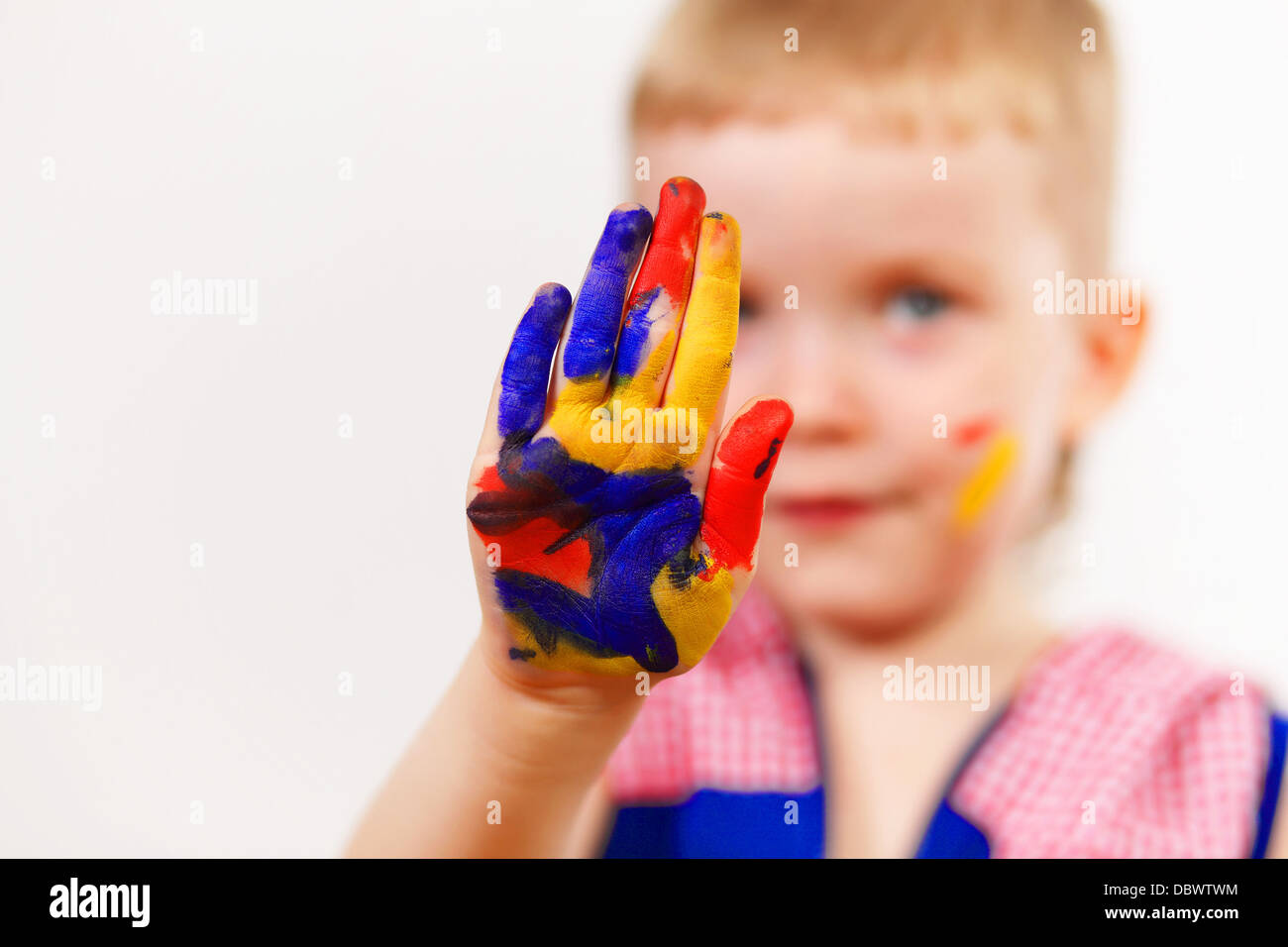 happy child with paint on the hands Stock Photo - Alamy