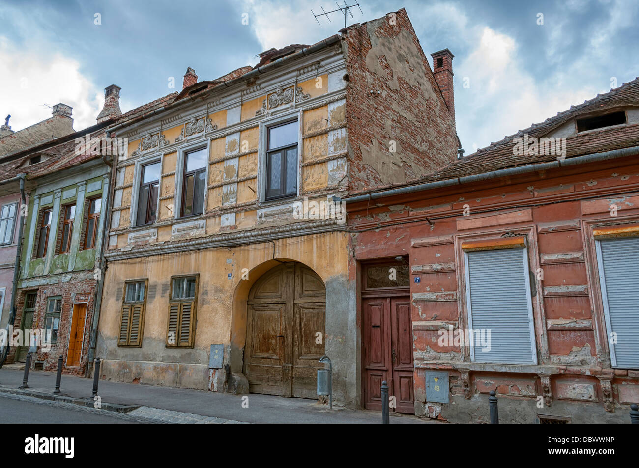 Sibiu, town in Transylvania, Romania. Old gates of residential ...