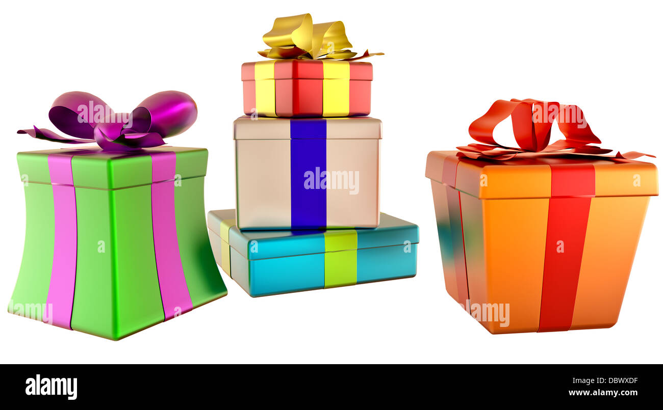 set of gifts with bows Stock Photo - Alamy