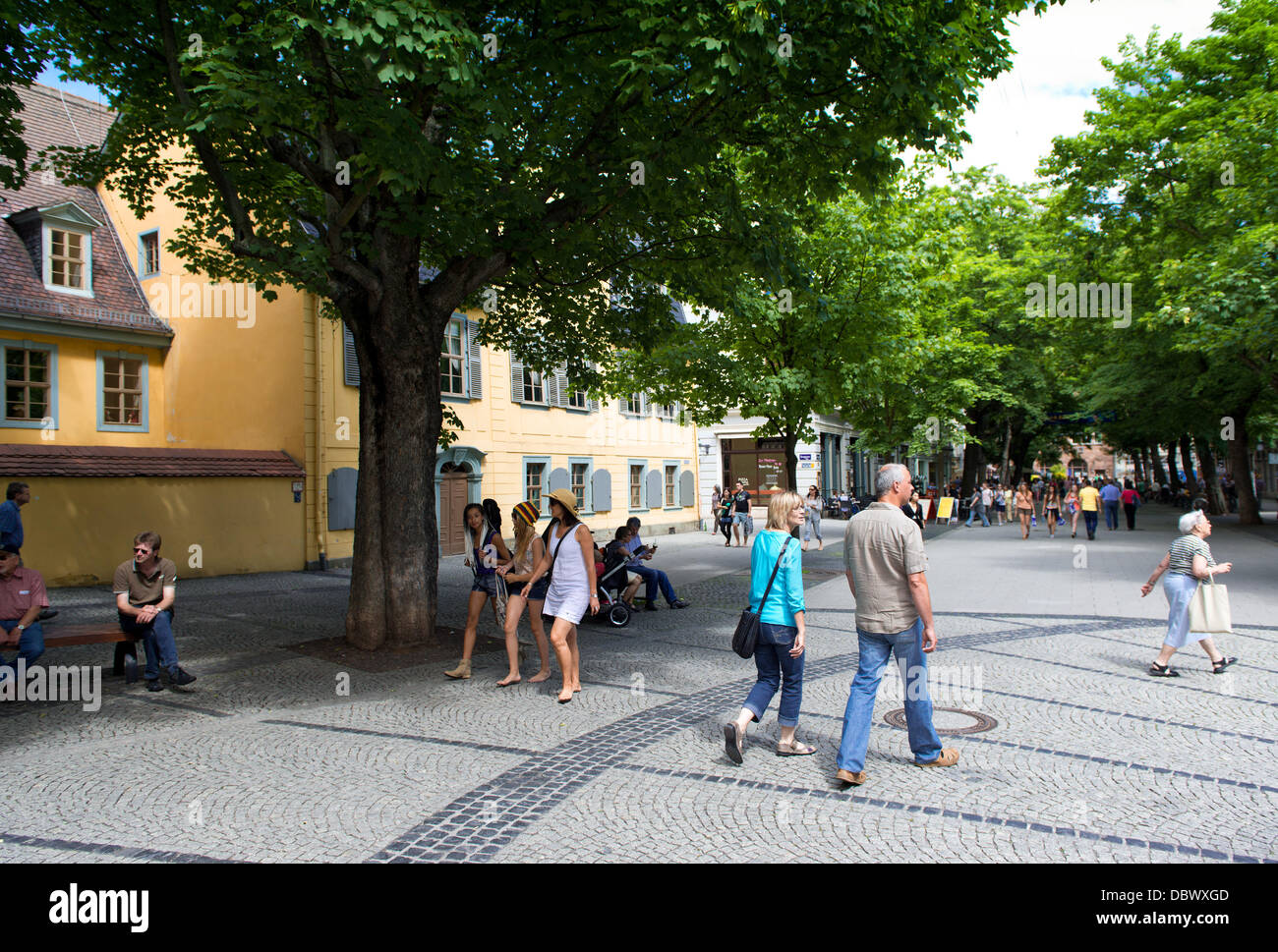 Pedestrians are pictured at the Schiller street in Weimar, Germany, 22 ...