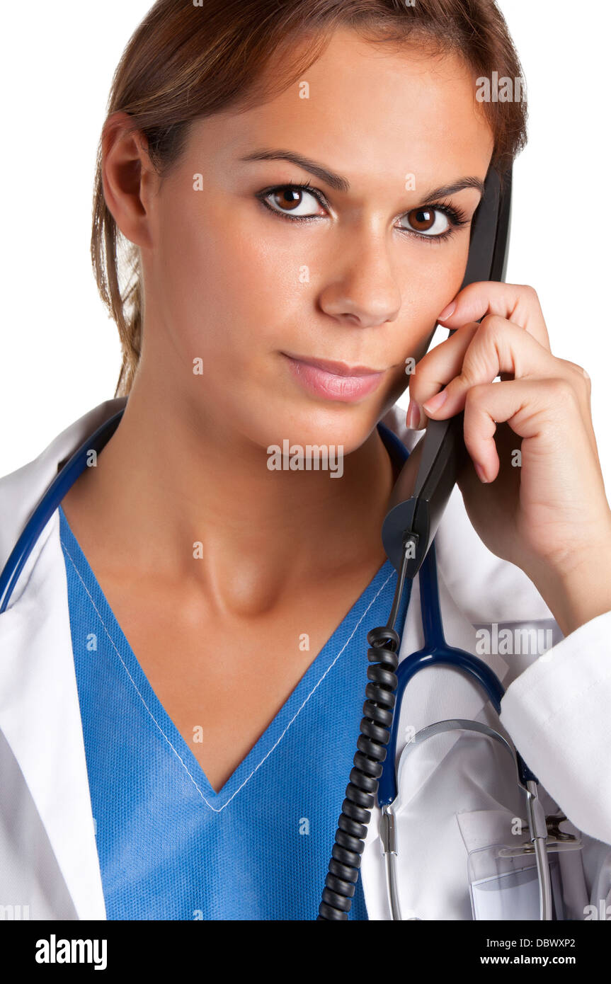 Female Doctor on the Phone Stock Photo - Alamy