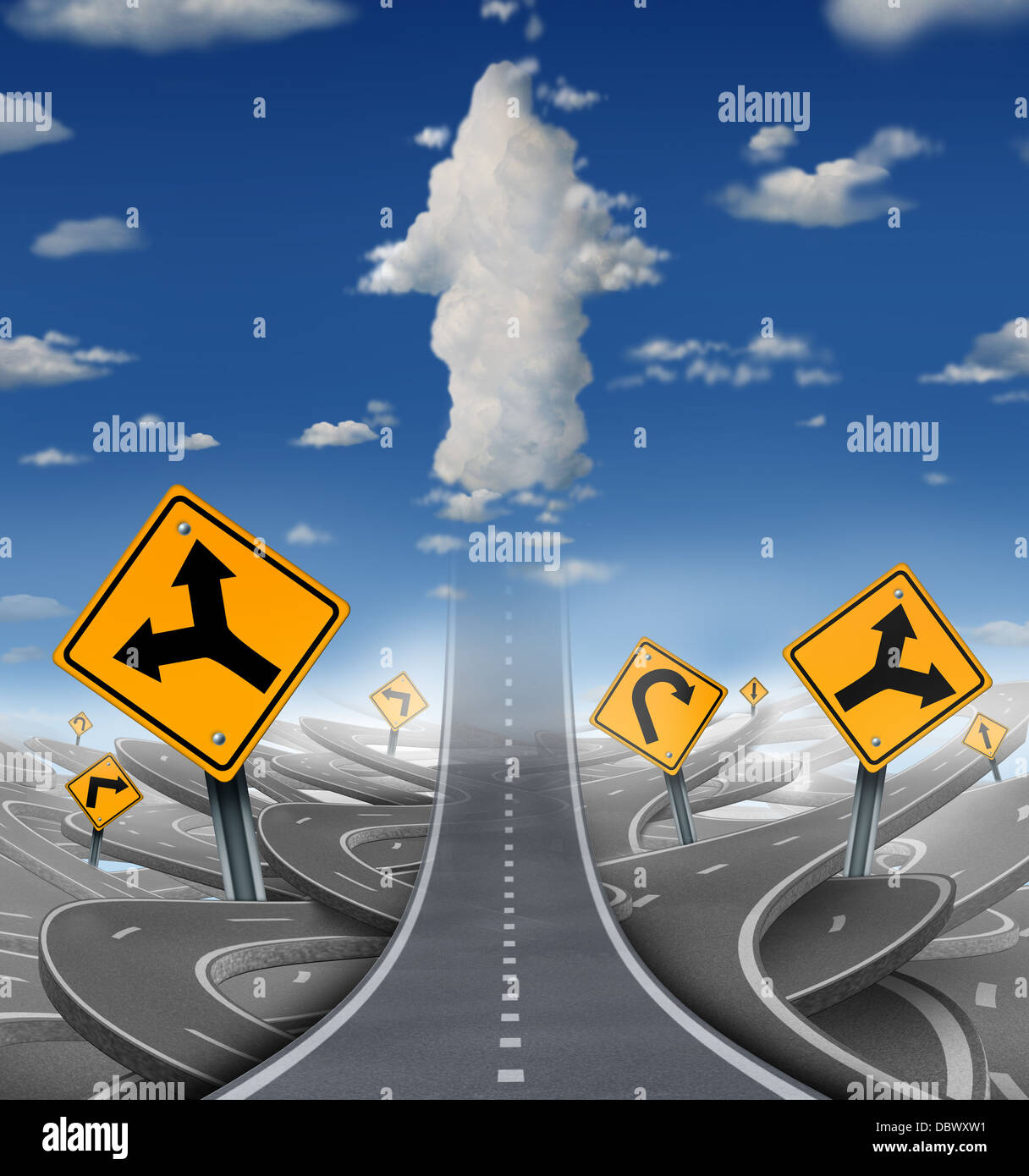 Focused determination success concept with a road or highway going ...