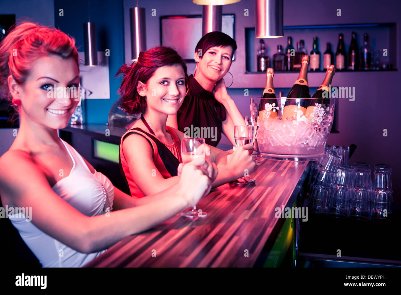 group of young women in the bar Stock Photo - Alamy