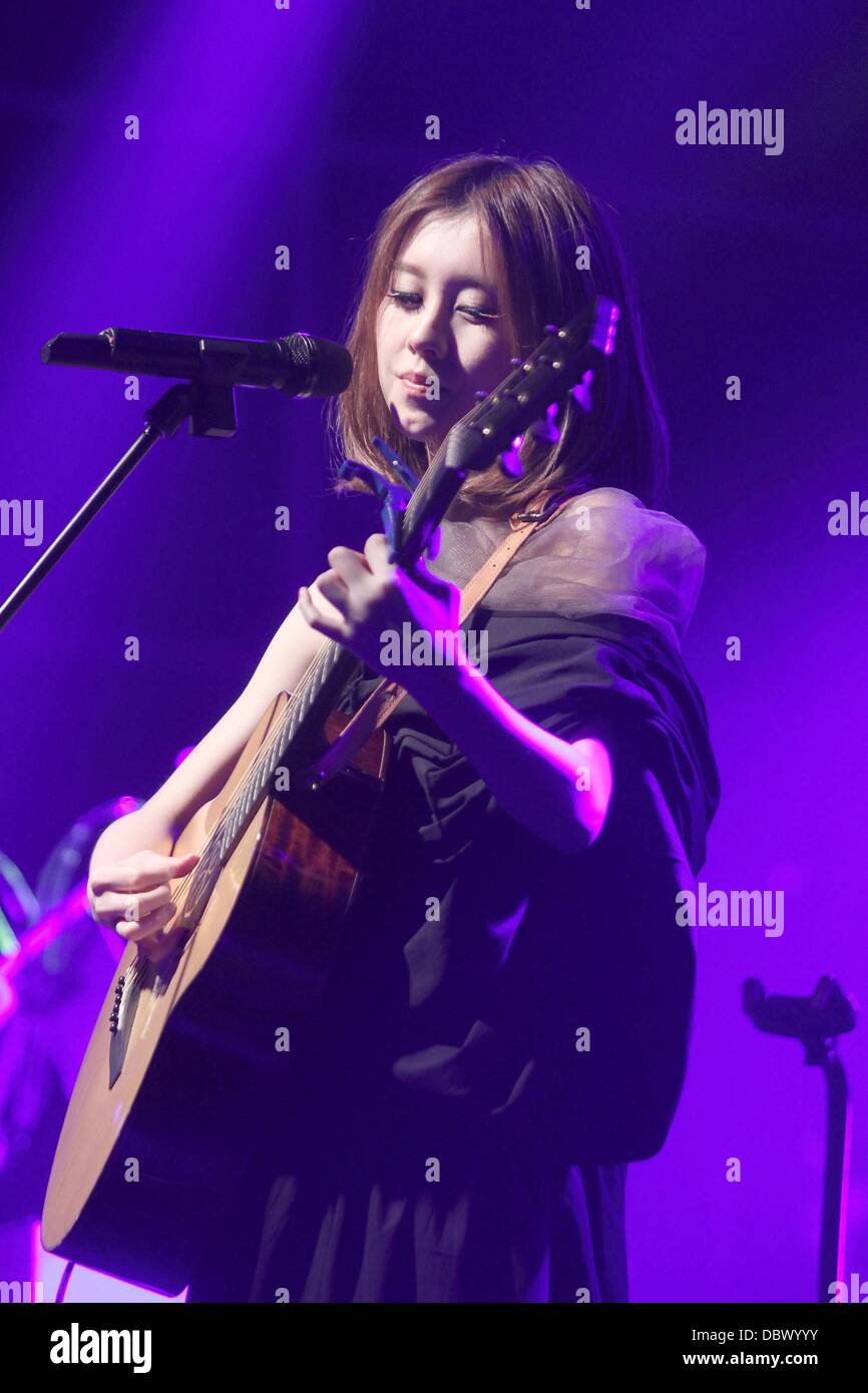 Taipei, China. 3rd Aug, 2013. Singer Ann Bai hold her first personal ...