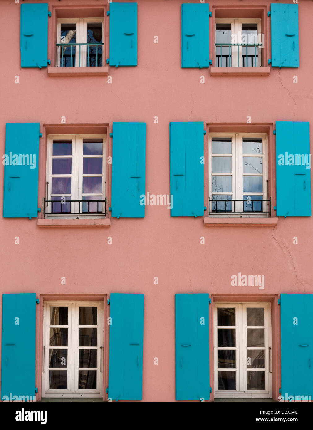 Old apartment windows in France Stock Photo - Alamy